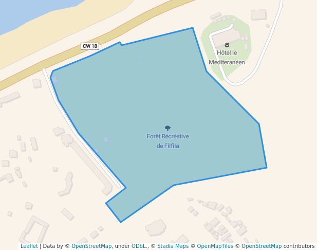 Forêt Récréative de Filfila in Filfila | Map and Routes