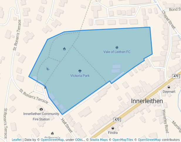 Victoria Park in Innerleithen | Map and Routes