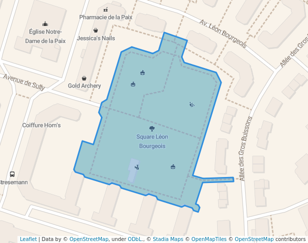 Square Léon Bourgeois in Suresnes | Map and Routes