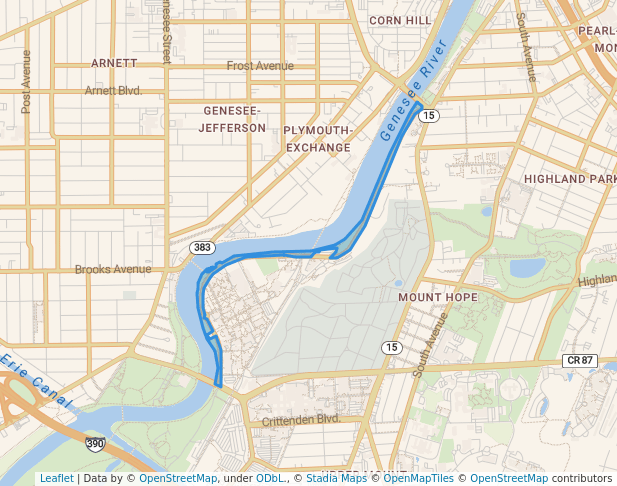 Bausch & Lomb Riverside Park in Rochester | Map and Routes