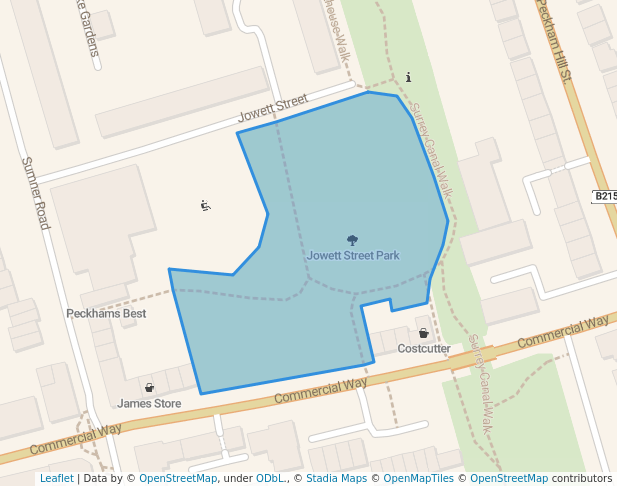 Jowett Street Park in London | Map and Routes