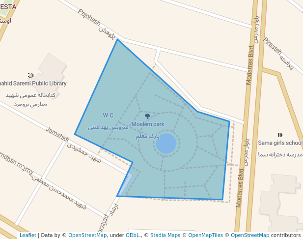 Moalem park in Borujerd | Map and Routes