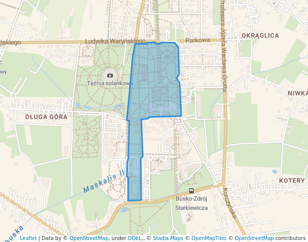 Park Zdrojowy in Busko-Zdrój | Map and Routes
