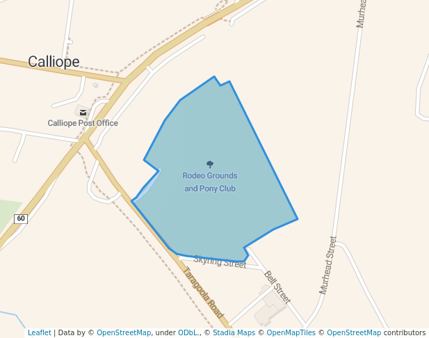 Rodeo Grounds and Pony Club in Calliope | Map and Routes