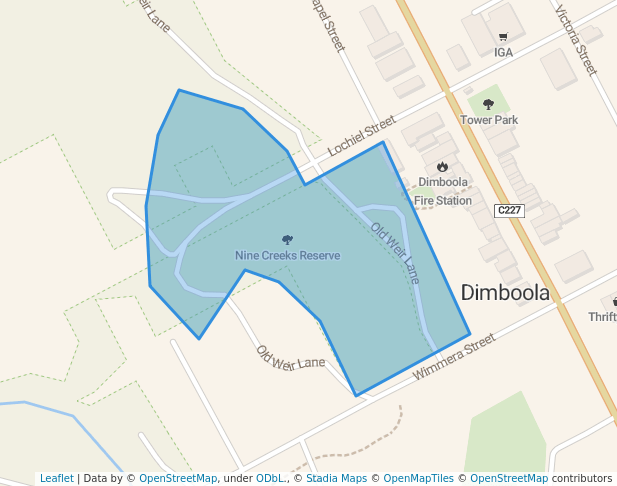 Nine Creeks Reserve in Dimboola | Map and Routes