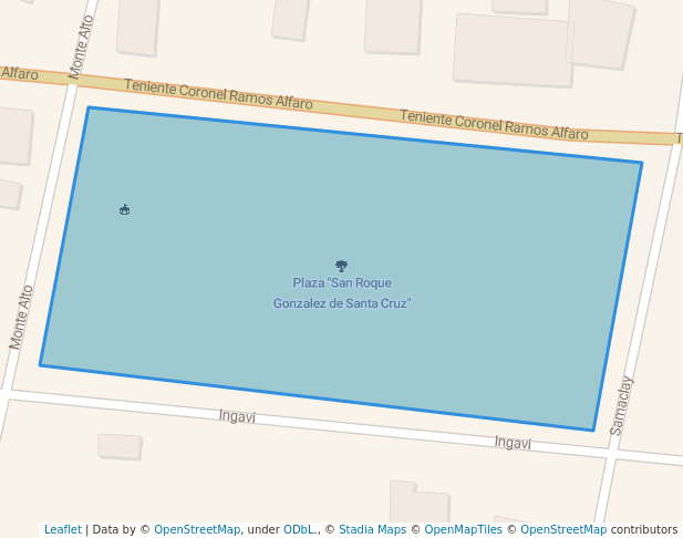 Plaza "San Roque Gonzalez de Santa Cruz" in Luque | Map and Routes