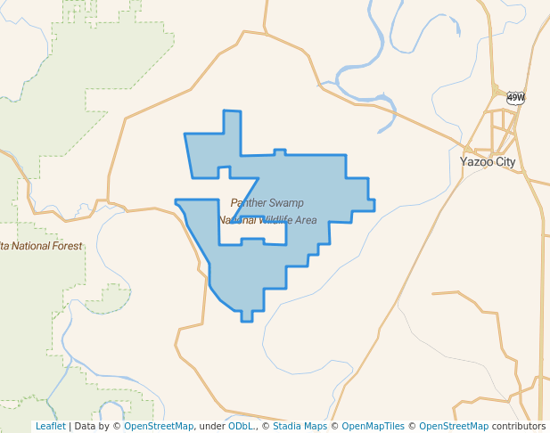 Panther Swamp National Wildlife Area in Yazoo City | Map and Routes