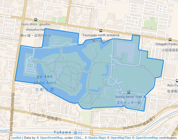 Tsuruga Castle Park in Aizuwakamatsu | Map and Routes