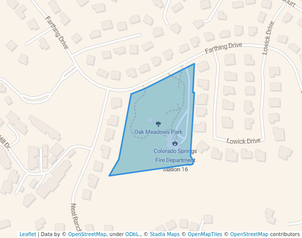 Oak Meadows Park in Colorado Springs | Map and Routes