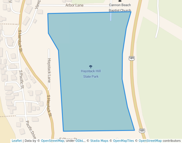 Haystack Hill State Park in Cannon Beach | Map and Routes