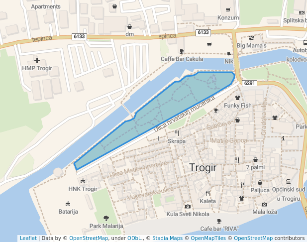 Park Fortin in Trogir | Map and Routes