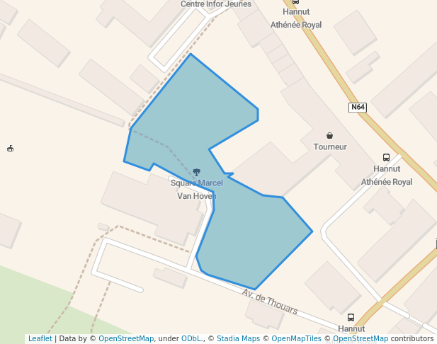 Square Marcel Van Hoven in Hannut | Map and Routes
