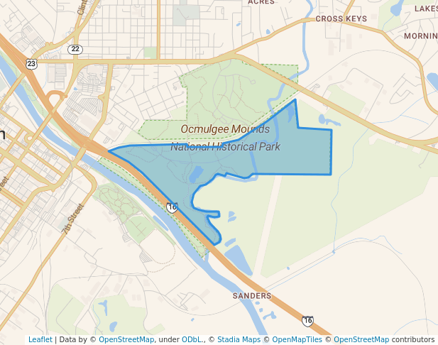 Ocmulgee Mounds National Historical Park in Macon | Map and Routes