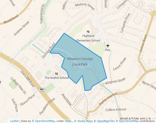 Wheaton-Claridge Local Park in Wheaton-Glenmont | Map and Routes