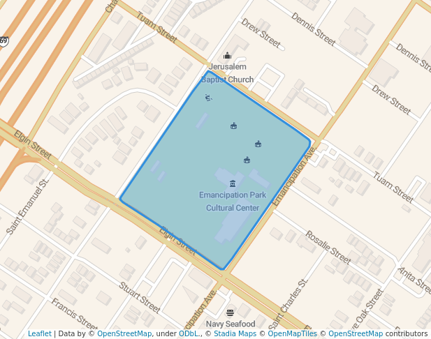 Emancipation Park in Houston | Map and Routes