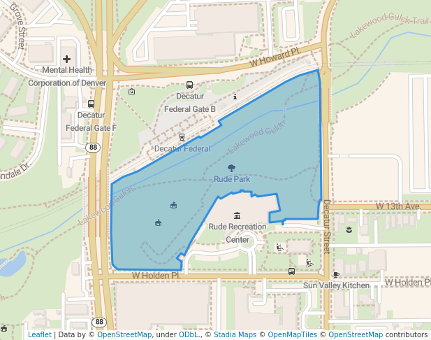 Rude Park in Denver | Map and Routes