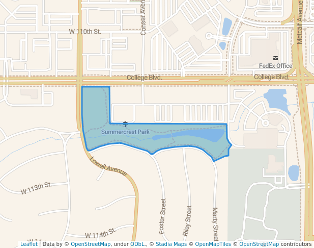 Summercrest Park in Overland Park | Map and Routes
