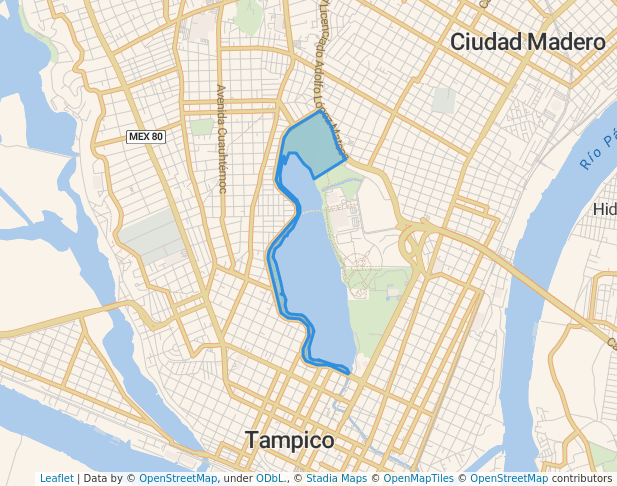 Parque Laguna del Carpintero in Tampico | Map and Routes