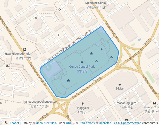 Gunpo Central Park in Gunpo-si | Map and Routes