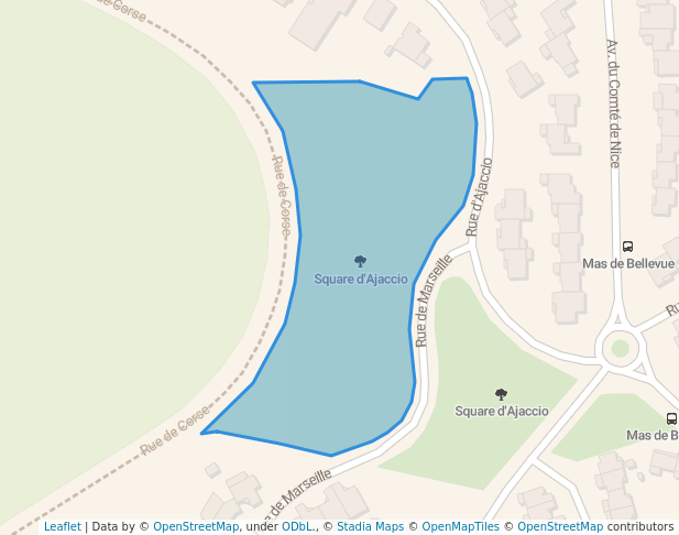 Square d'Ajaccio in Montpellier | Map and Routes