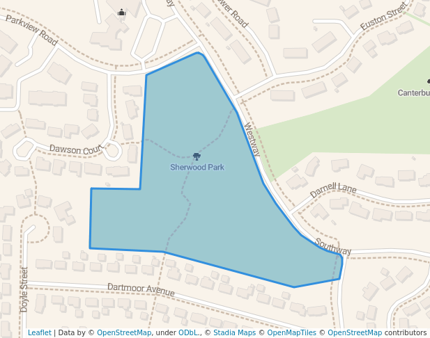 Sherwood Park in Greendale | Map and Routes