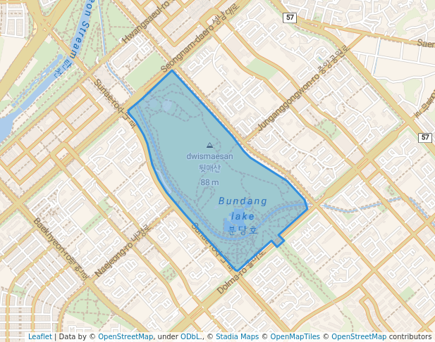 Bundang Central park in Seongnam-si | Map and Routes