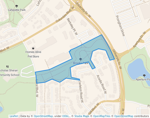 Brooke Park in Lethbridge | Map and Routes