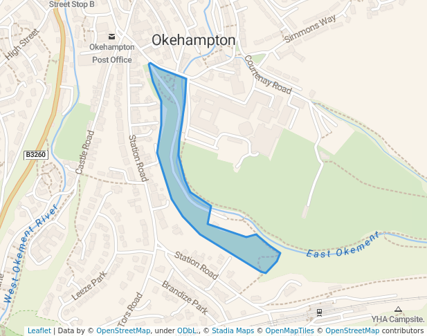 Simmons Park in Okehampton | Map and Routes
