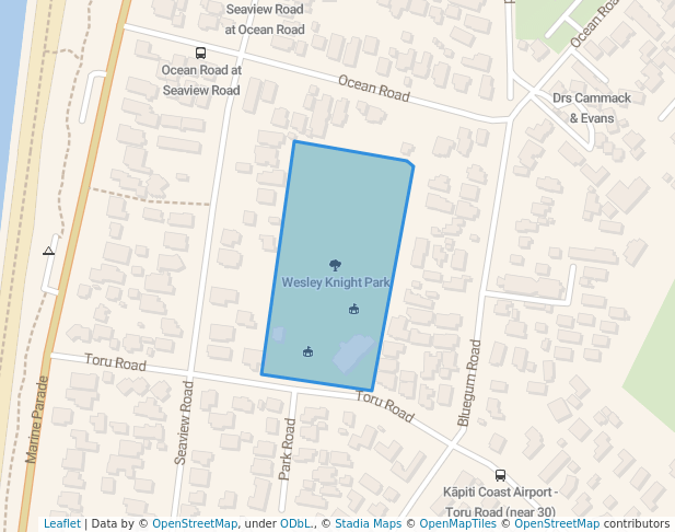 Wesley Knight Park in Paraparaumu | Map and Routes
