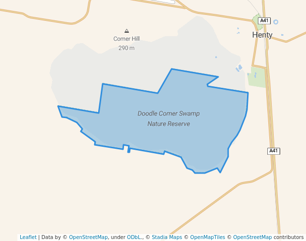 Doodle Comer Swamp Nature Reserve in Henty | Map and Routes
