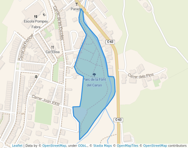 Parc de la Font del Canyo in Anglès | Map and Routes