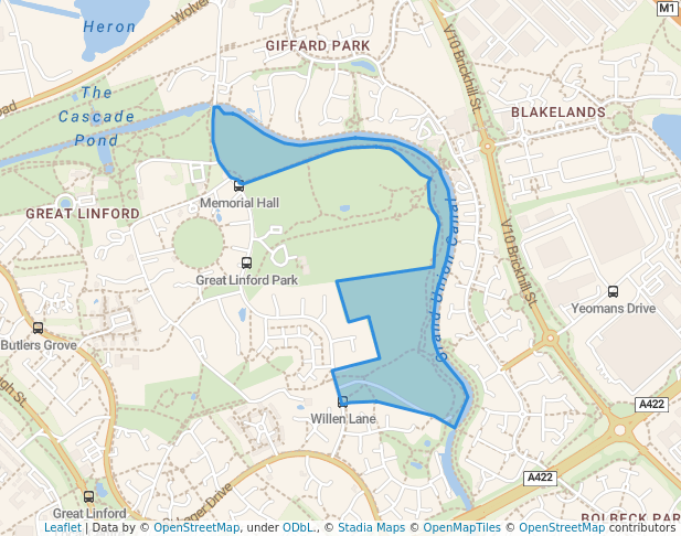 Great Linford Park in Great Linford | Map and Routes