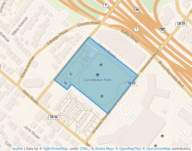 Constitution Park in Fort Lee | Map and Routes