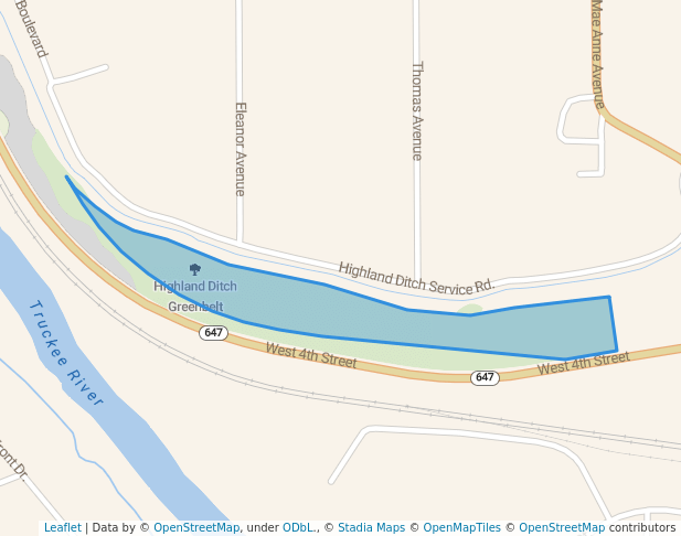 Highland Ditch Greenbelt in Reno | Map and Routes