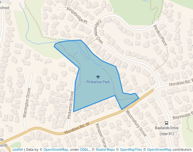 Pinkerton Park in Wellington | Map and Routes