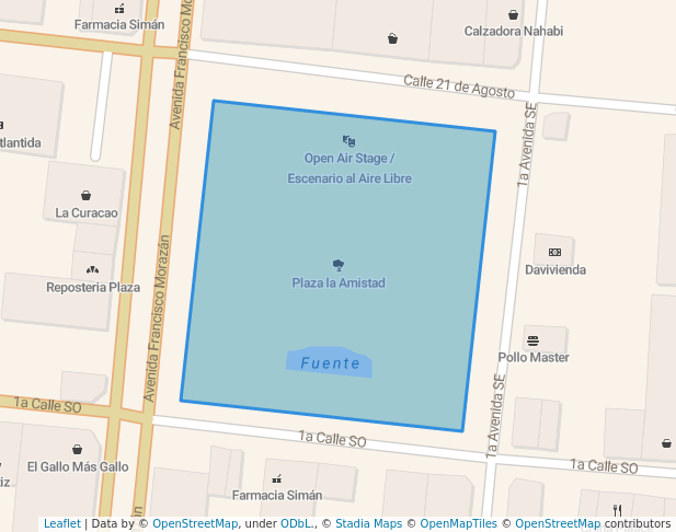 Plaza la Amistad in Siguatepeque | Map and Routes