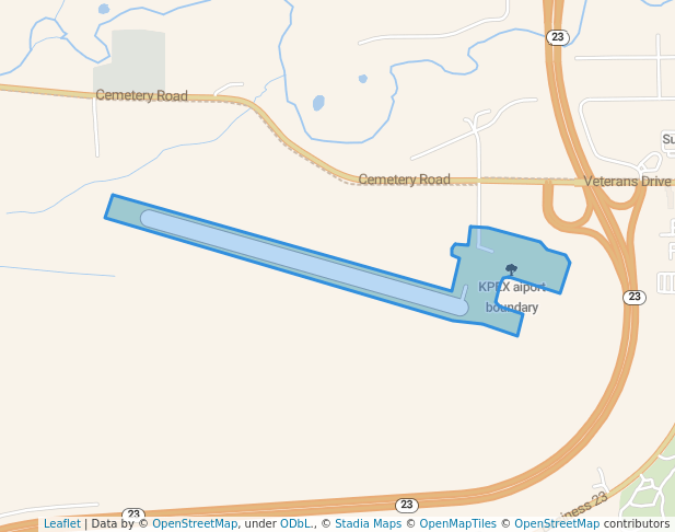 KPEX aiport boundary in Paynesville | Map and Routes