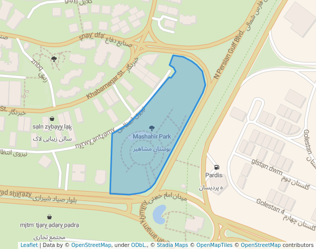 Mashahir Park in Pardis | Map and Routes