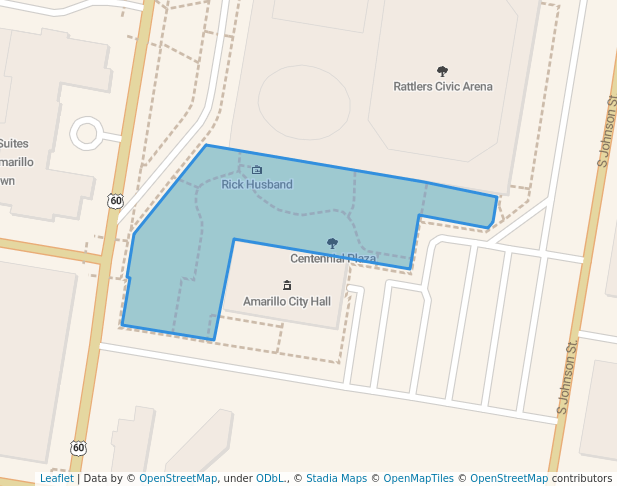 Centennial Plaza in Amarillo | Map and Routes