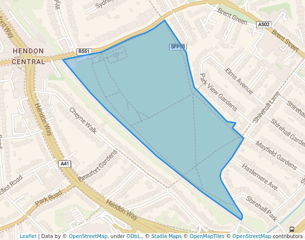 Hendon Park in London | Map and Routes