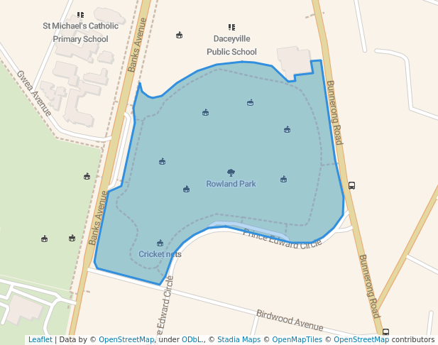 Rowland Park in Daceyville | Map and Routes