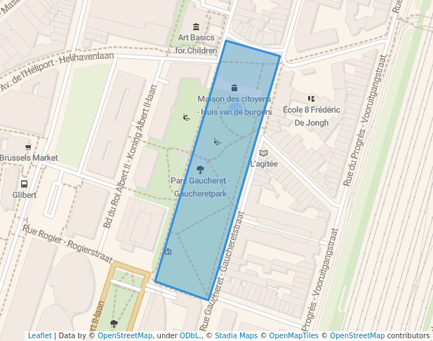 Parc Gaucheret - Gaucheretpark in Schaerbeek | Map and Routes