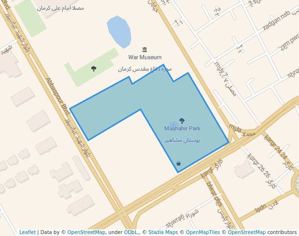 Mashahir Park in Kerman | Map and Routes