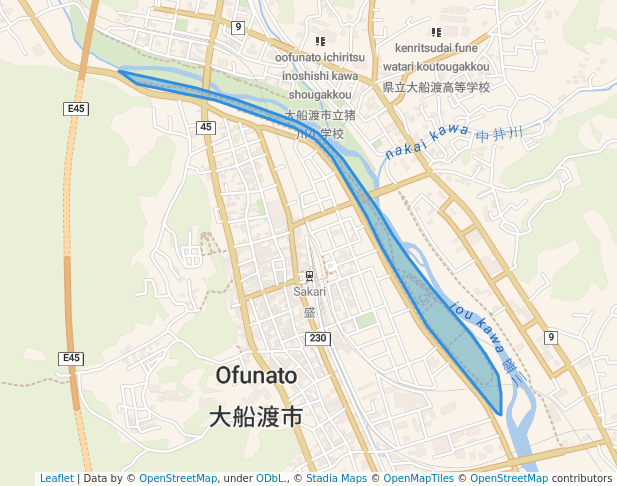 盛川緑地公園 in Ofunato | Map and Routes