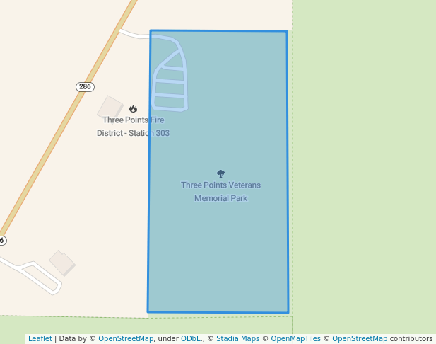 Three Points Veterans Memorial Park in Highway | Map and Routes