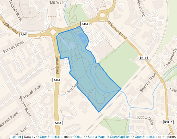 Riversley Park in Nuneaton | Map and Routes