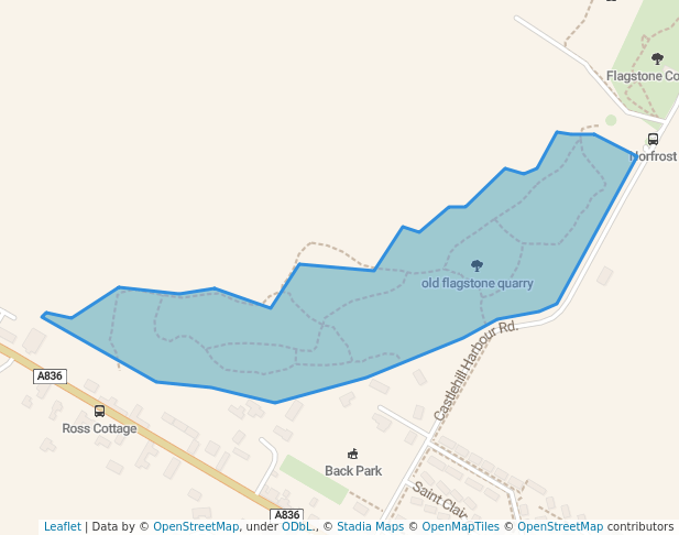 old flagstone quarry in Castletown | Map and Routes