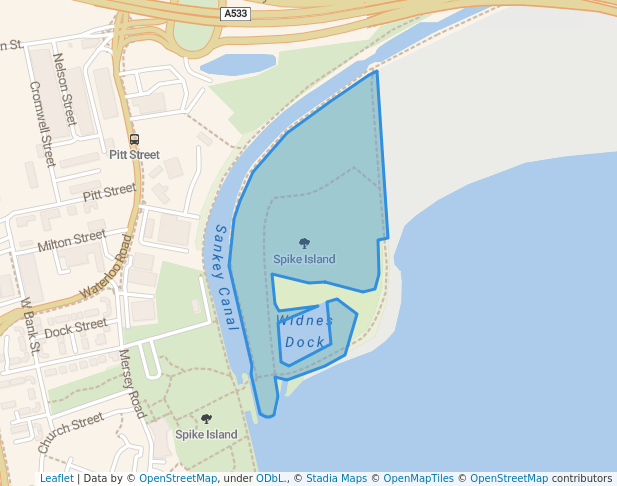 Spike Island in Widnes | Map and Routes