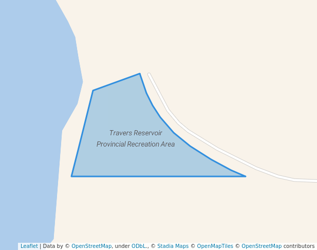 Travers Reservoir Provincial Recreation Area in Lomond | Map and Routes
