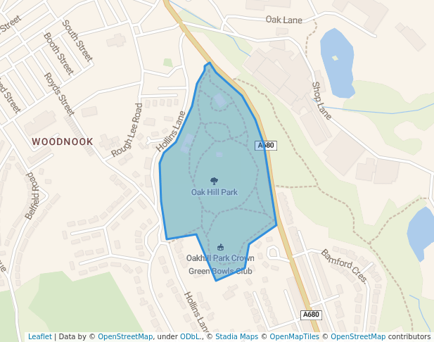 Oak Hill Park in Accrington | Map and Routes